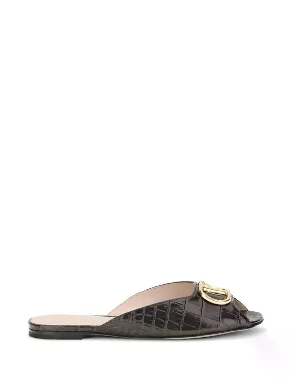 Valentino Garavani Vlogo Signature Croc-effect Leather Sandals - Brown
