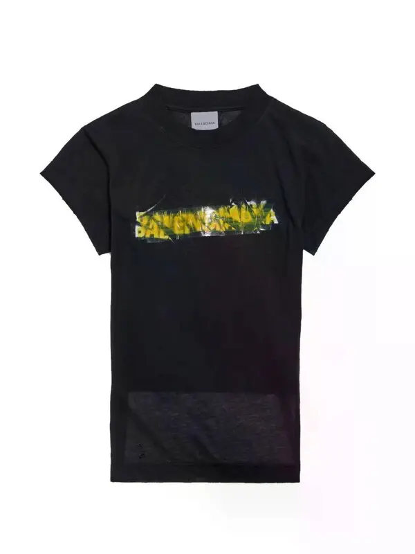 Balenciaga Logo-print Side-slit T-shirt - Black