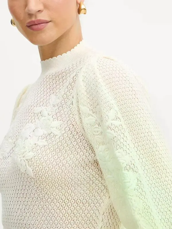 TWINSET Floral-embroidered Open-knit Sweater