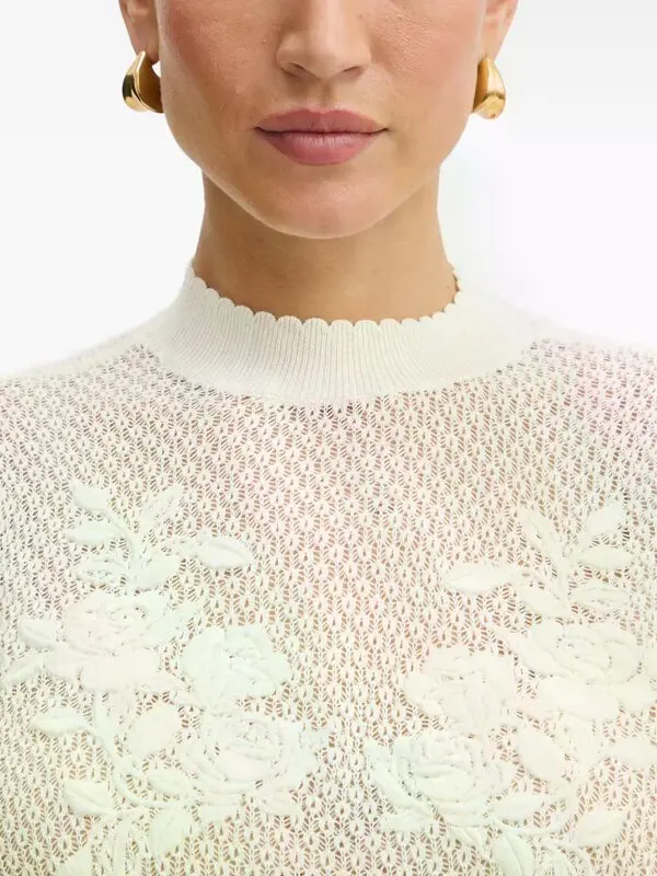 TWINSET Floral-embroidered Open-knit Sweater