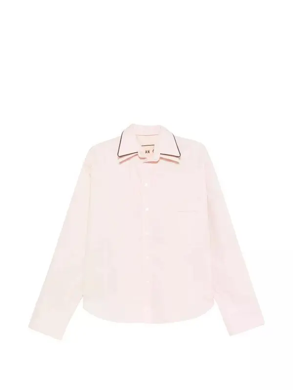 Plan C Contrast-trimmed Chest-pocket Shirt - Pink