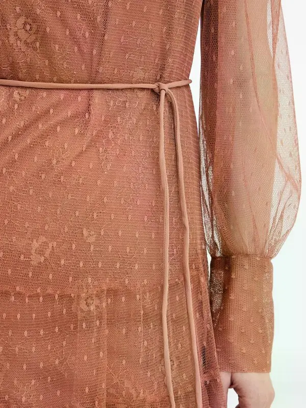 TWINSET Lace-overlaid Tiered Dress - Brown