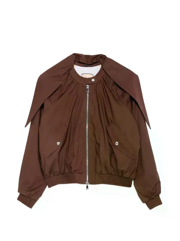 Plan C Ruched-detail Zip-up Jacket - Brown