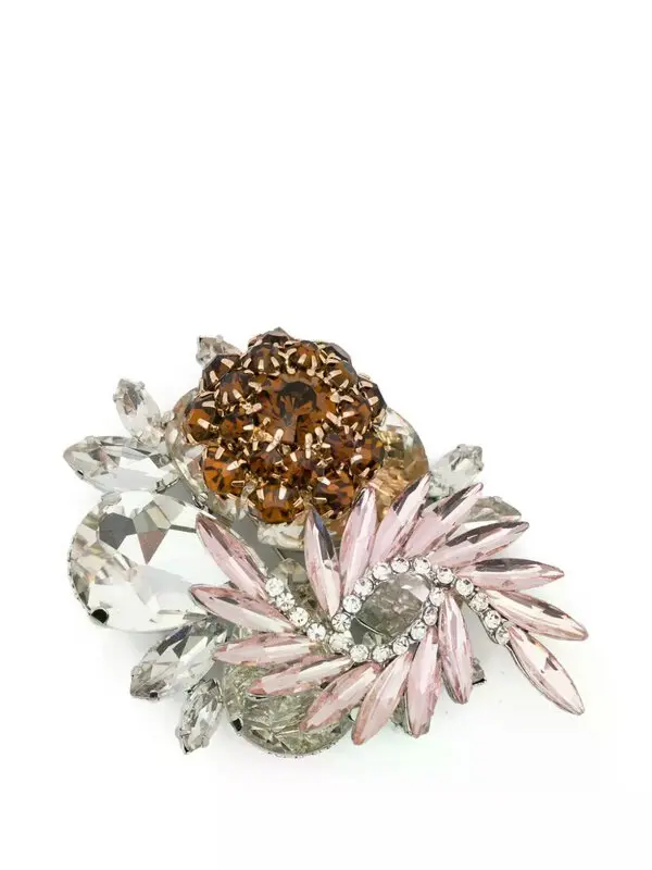 AUGUST BARRON Crystal-embellished Floral Brooch - Silver
