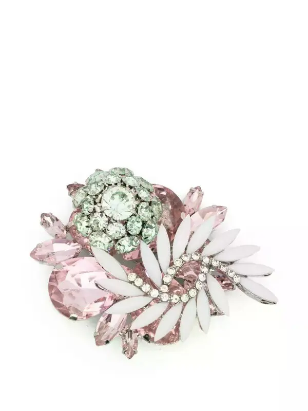 AUGUST BARRON Cluster Crystal-embellished Floral Brooch - Silver