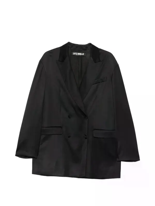 LUTZ HUELLE Hero Double-breasted Satin-finish Blazer