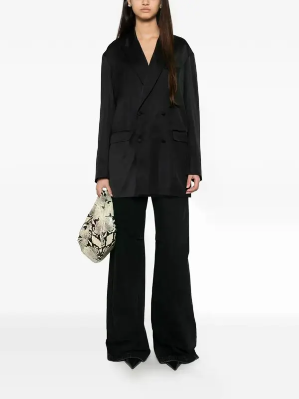 LUTZ HUELLE Hero Double-breasted Satin-finish Blazer