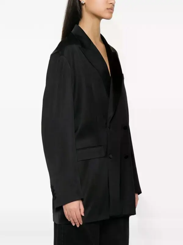 LUTZ HUELLE Hero Double-breasted Satin-finish Blazer