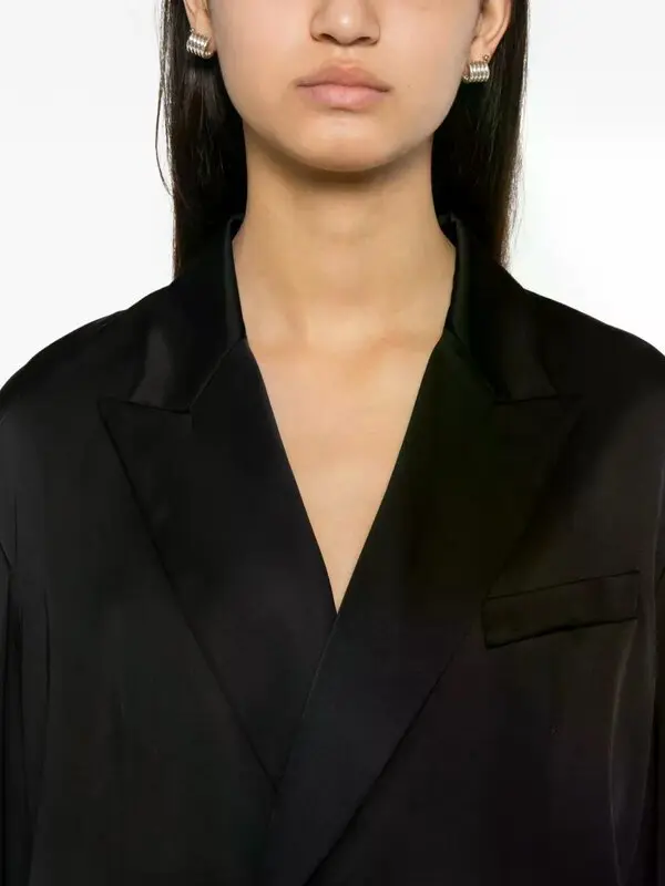 LUTZ HUELLE Hero Double-breasted Satin-finish Blazer