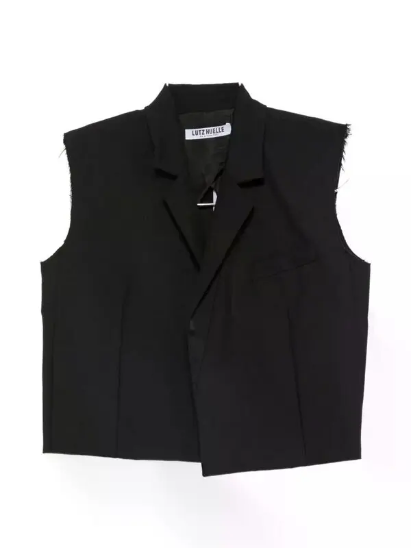 LUTZ HUELLE Smoking Frayed-edge Gilet - Black