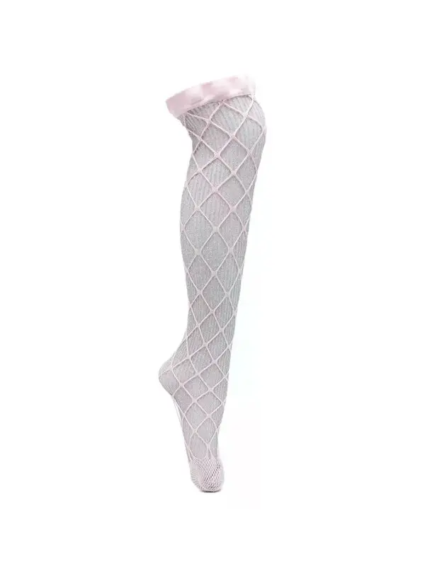 AUGUST BARRON Fishnet Overlay Ribbed Trousers - Grey