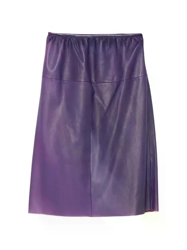 Prada A-line Lambskin Leather Skirt - Purple