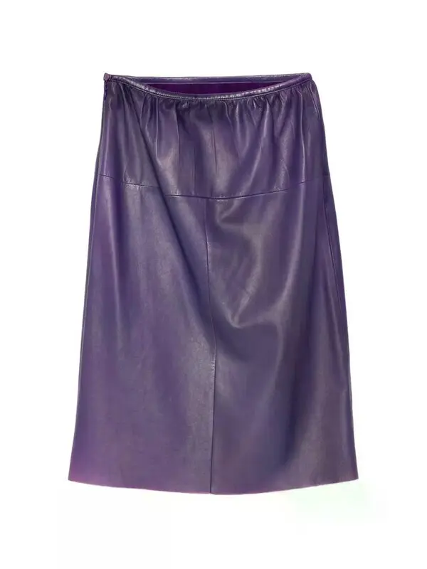 Prada A-line Lambskin Leather Skirt