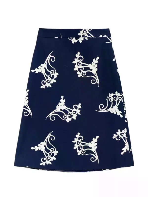 Prada Fan-print A-line Skirt - Blue
