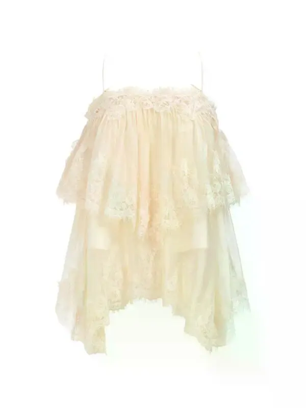 Aje Ophelia Lace-trimmed Tiered Mini Dress - Yellow