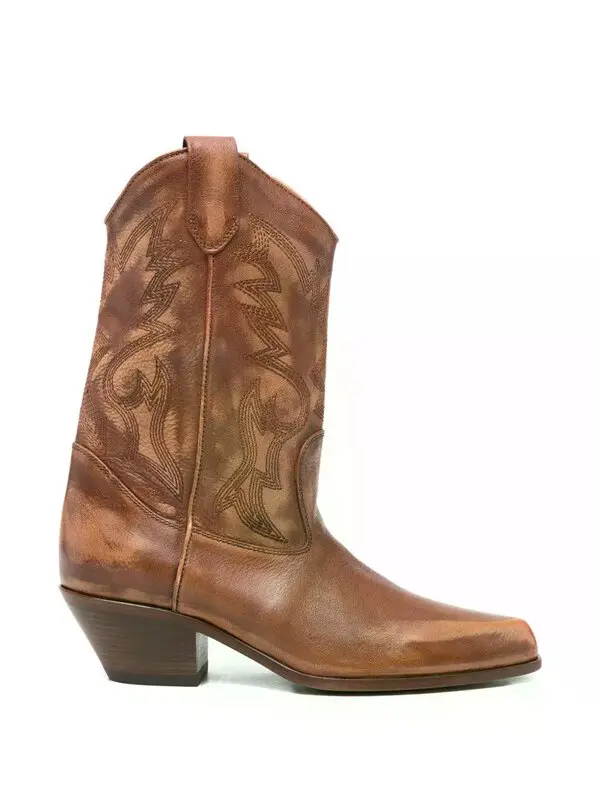 VIC MATIE Leather Cowboy Boots - Brown