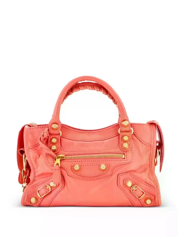 Balenciaga City Giant Studs Leather Mini Satchel - Pink