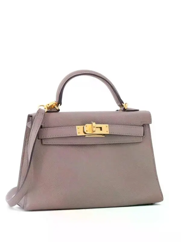 Hermès Kelly Mini Ii Bag Epsom With Gold Hardware 20 Satchel - Grey