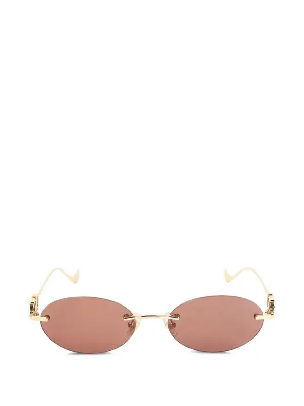 Valentino Garavani Logo Oval-frame Sunglasses - Gold