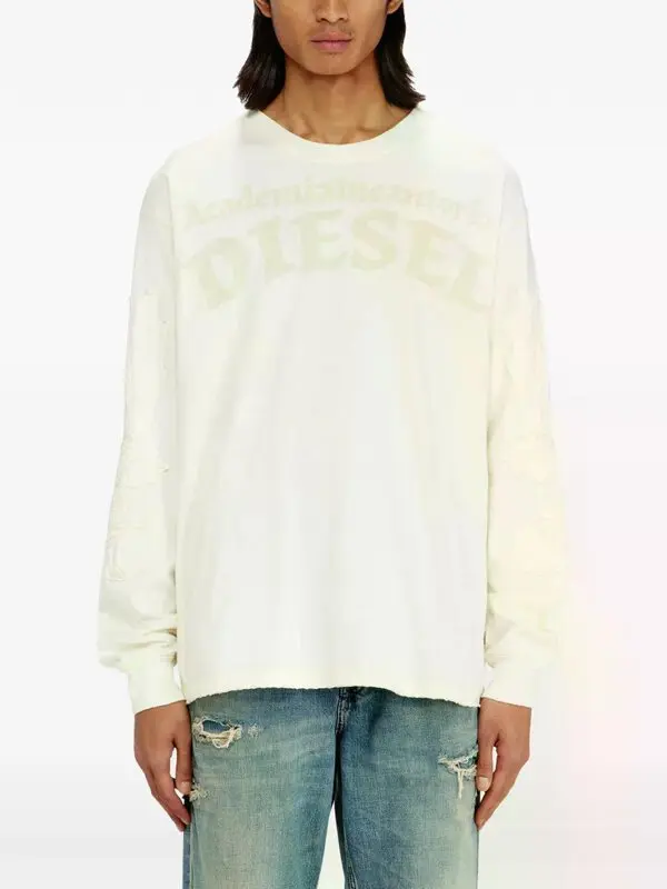 DIESEL® Long-sleeve T-shirt With Prints And Patches - Neutrals
