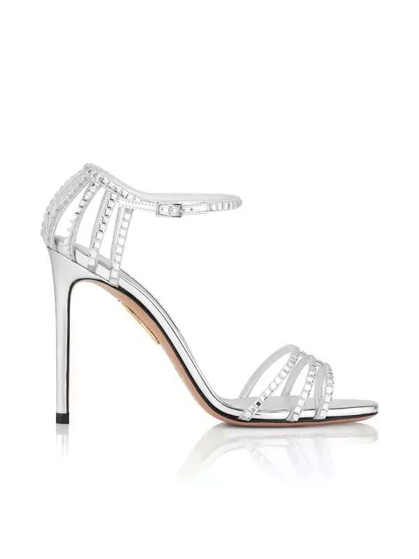 AQUAZZURA Sensation Crystal Heeled Sandals - Silver