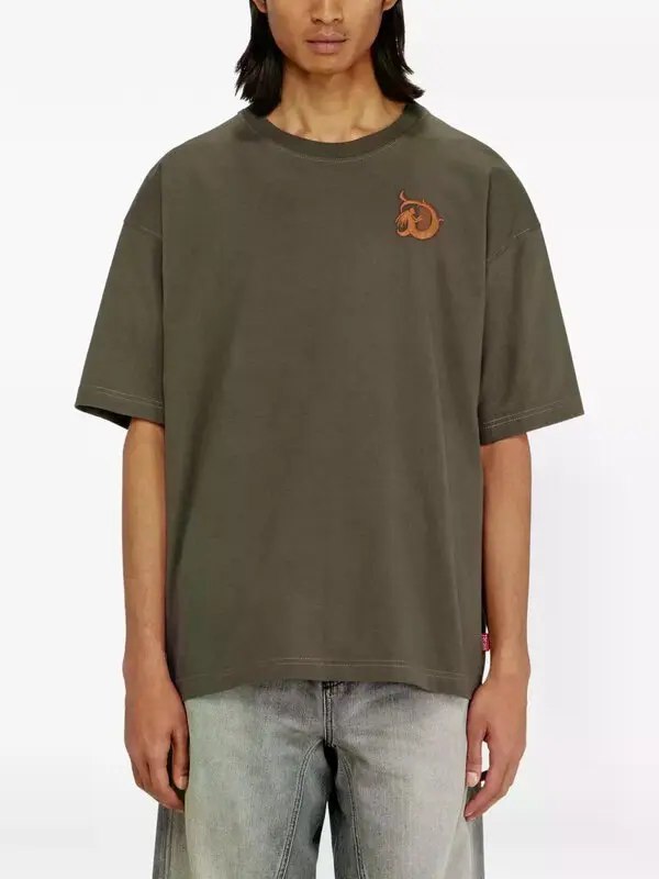 DIESEL® Embroidered Flock-print T-shirt - Green