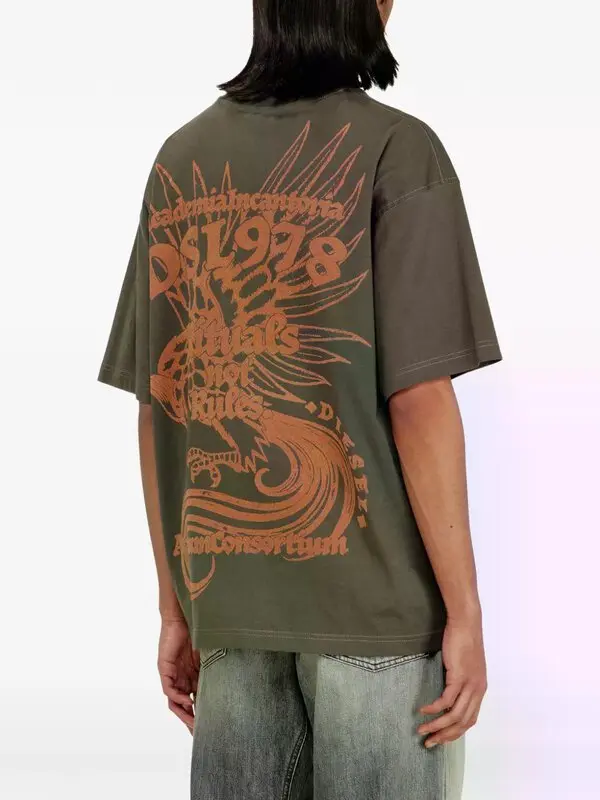 DIESEL® Embroidered Flock-print T-shirt - Green