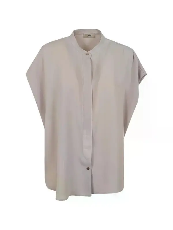 Herno Cap-sleeve Band-collar Blouse - Neutrals