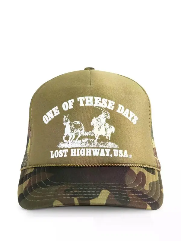 ONE OF THESE DAYS Lost Highway Trucker Cap - Green