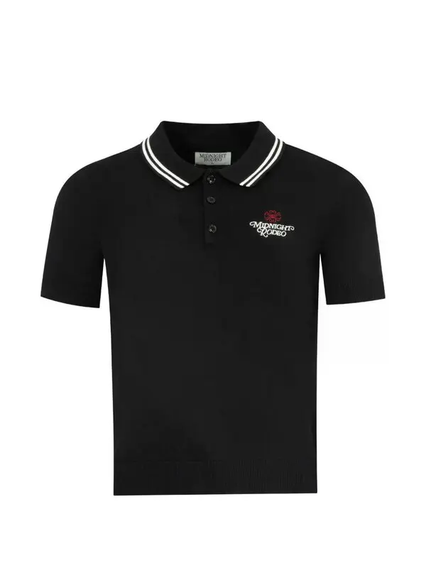 MIDNIGHT RODEO Logo-embroidered Tipped Polo Shirt - Black