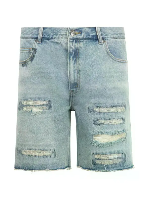 MIDNIGHT RODEO Distressed Denim Shorts - Blue