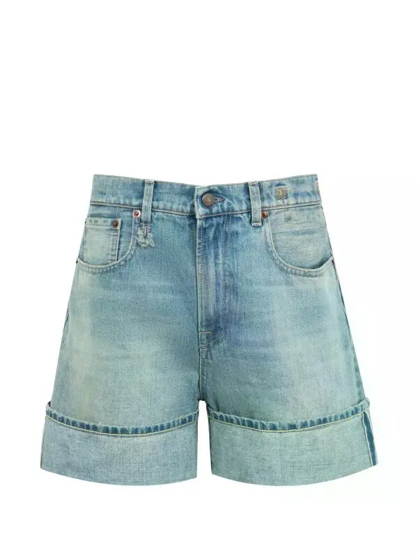 R13 Nina Turned-up Denim Shorts - Blue