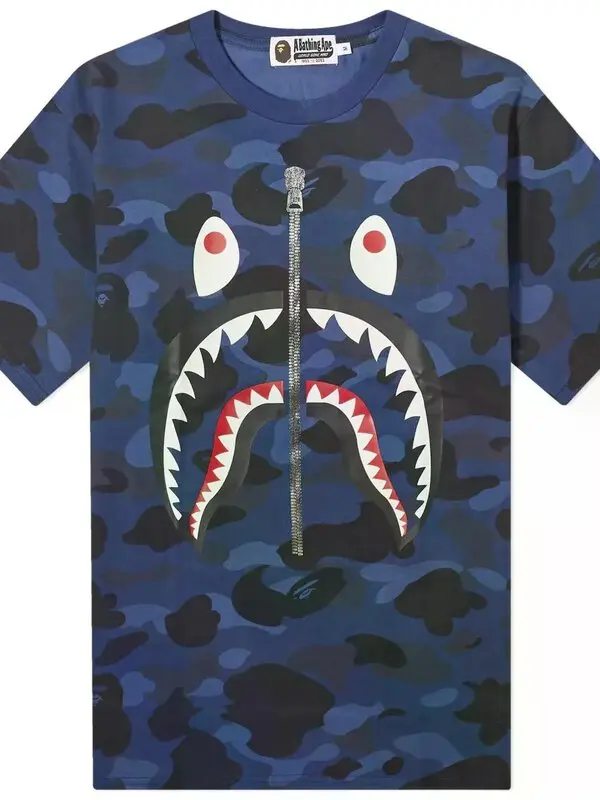 A BATHING APE Camouflage Shark T-shirt - Blue