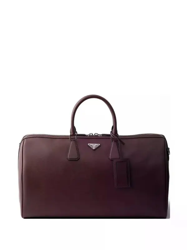 Prada Saffiano Leather Travel Duffle Bag - Red