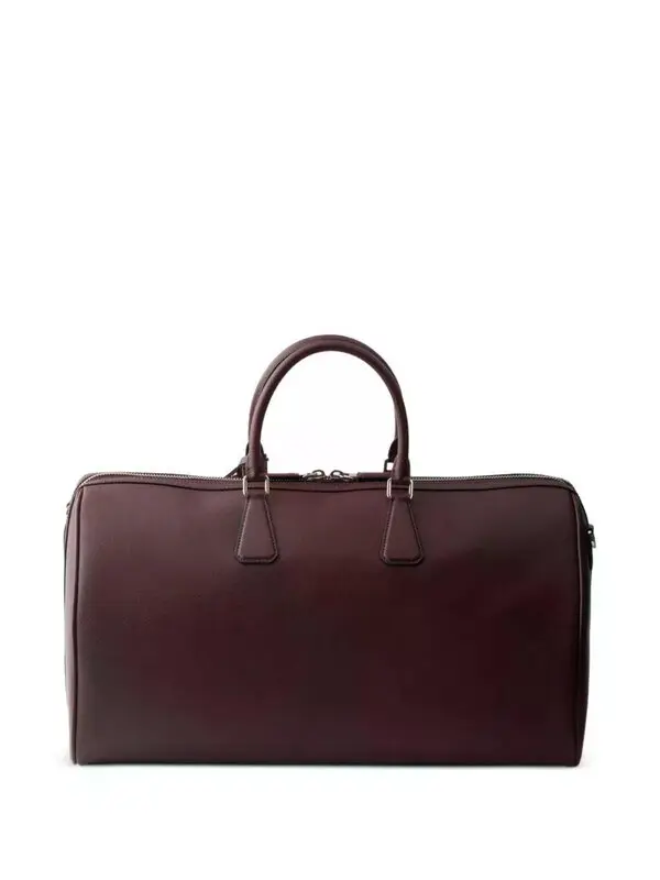 Prada Saffiano Leather Travel Bag With Zipper And Detachable Shoulder Strap