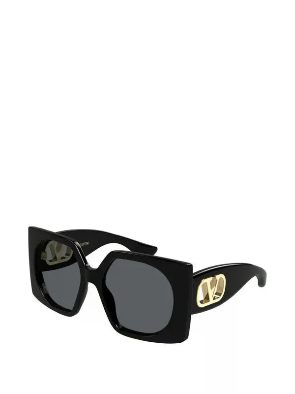 Valentino Garavani V-logo Geometric Sunglasses - Black