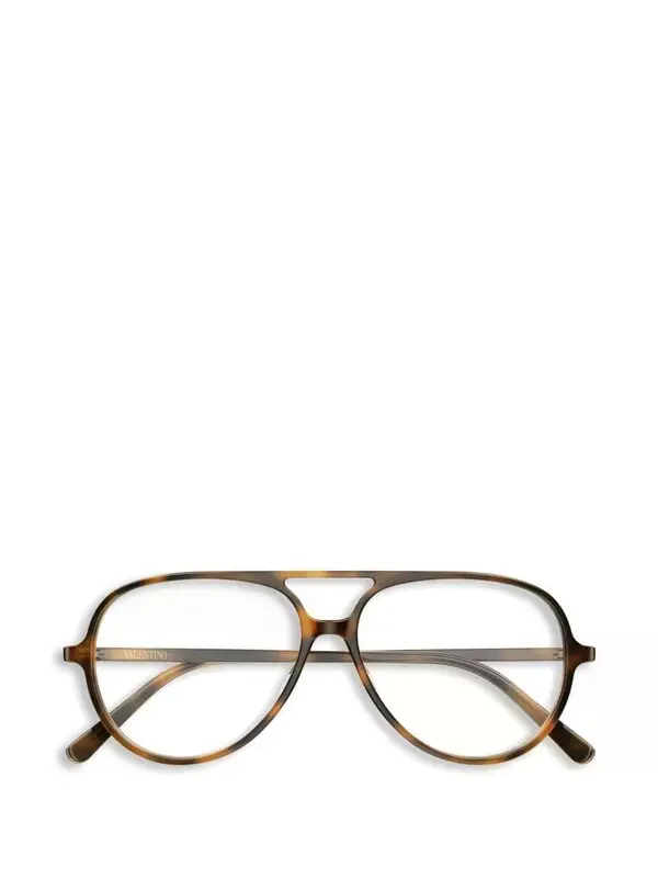 Valentino Garavani Tortoiseshell-effect Pilot Glasses - Brown
