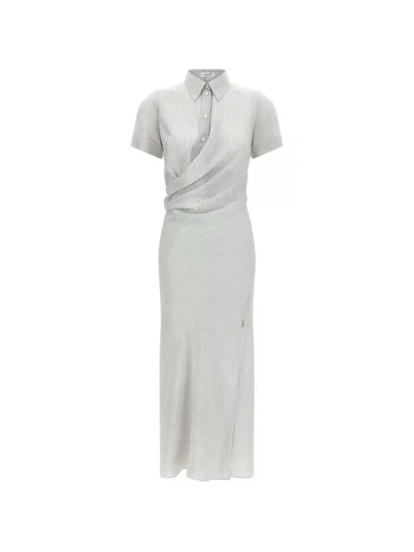 Alexander McQueen Striped Draped-design Dress - White
