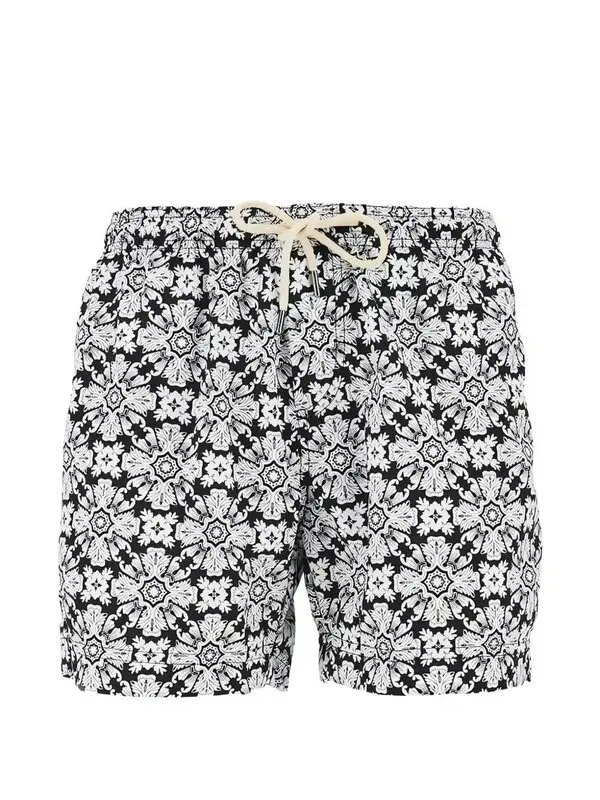 PENINSULA SWIMWEAR Baroque-print Drawstring Swim Shorts - Black