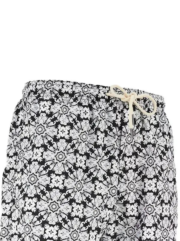 PENINSULA SWIMWEAR Baroque-print Drawstring Swim Shorts - Black