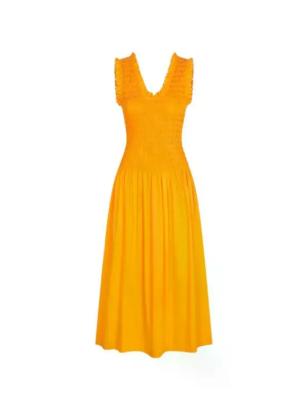 SIMONMILLER Zini V-neck Sleeveless Cotton Midi Dress - Yellow