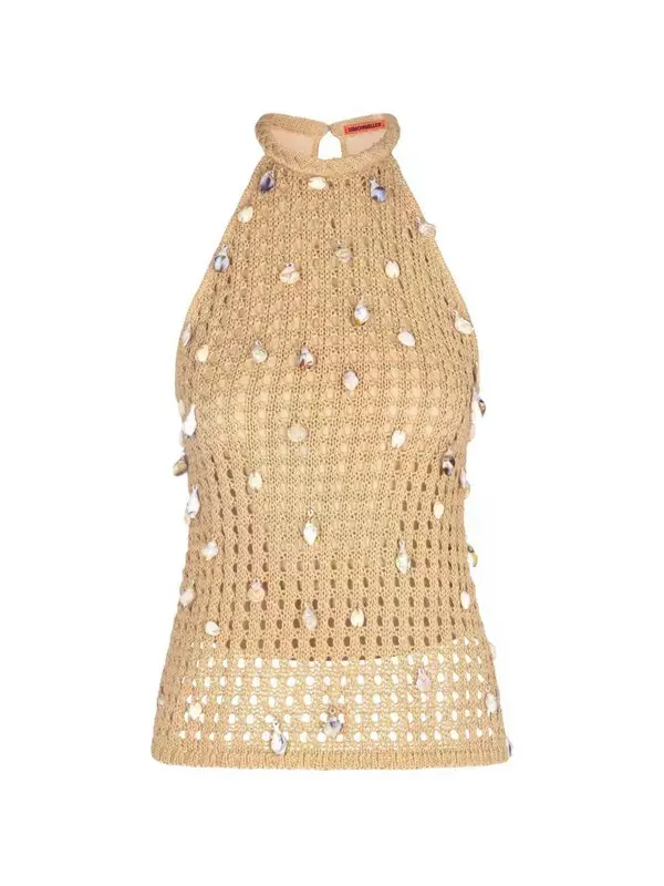 SIMONMILLER Bahi Shell-embellished Crochet Top
