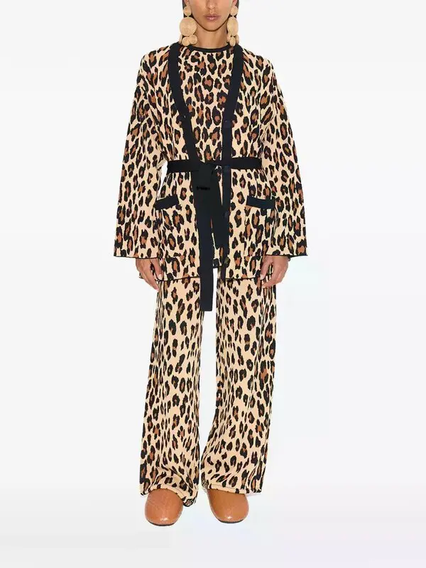 SIMONMILLER Max Belted Cheetah-print Cardigan - Neutrals