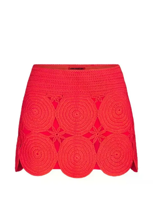 SIMONMILLER Crochet-knit Mini Skirt - Red