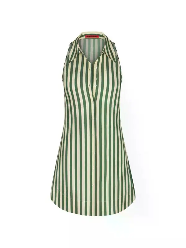 SIMONMILLER Loch Striped Sleeveless Cotton Mini Dress - Green