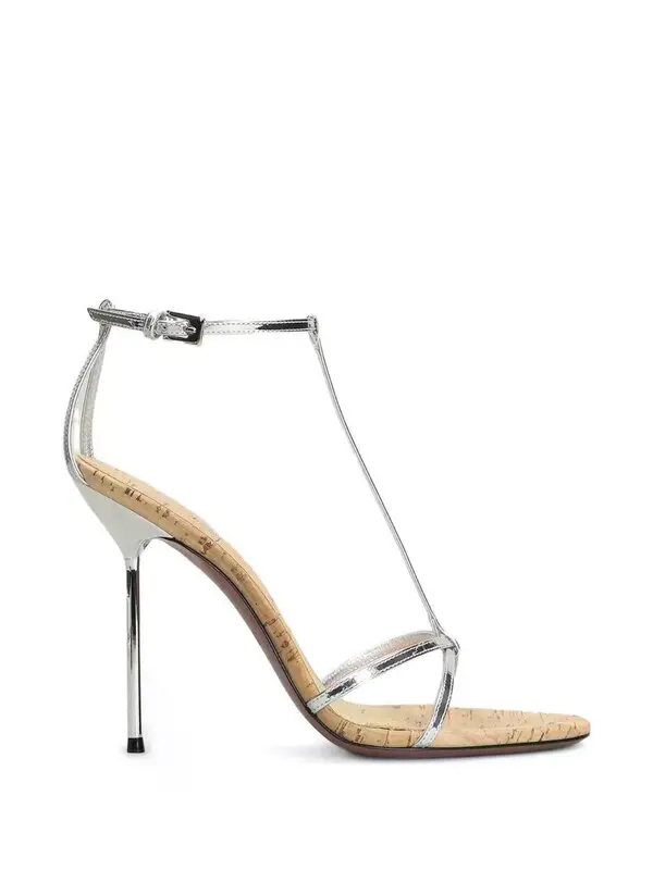 Paris Texas Lidia Metallic-effect T-bar Sandals