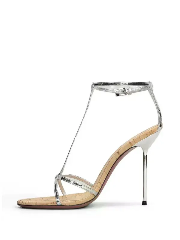 Paris Texas Lidia Metallic-effect T-bar Sandals