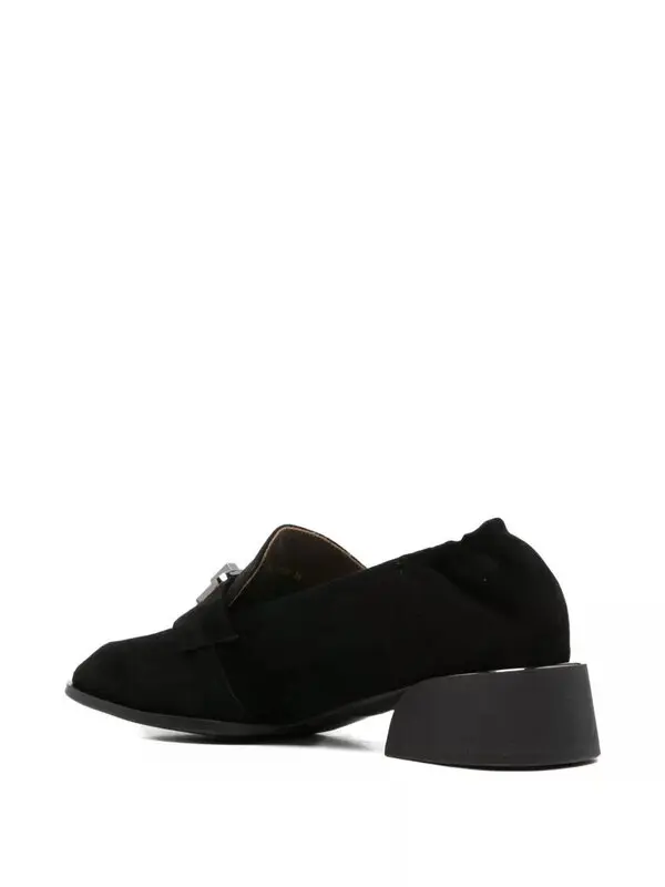 LINDA BAUMANN Buckle-detail Block-heel Loafers - Black