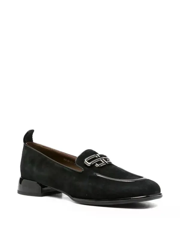 LINDA BAUMANN Logo-plaque Suede Loafers