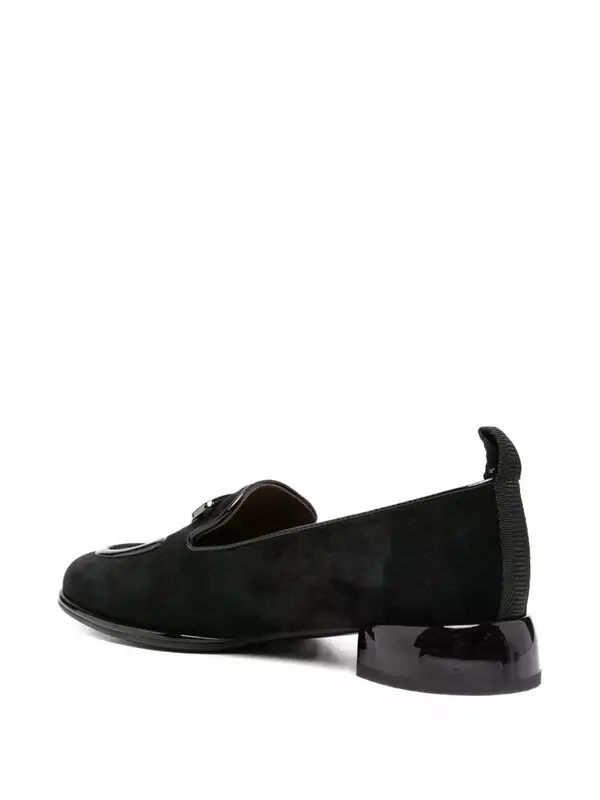 LINDA BAUMANN Logo-plaque Suede Loafers